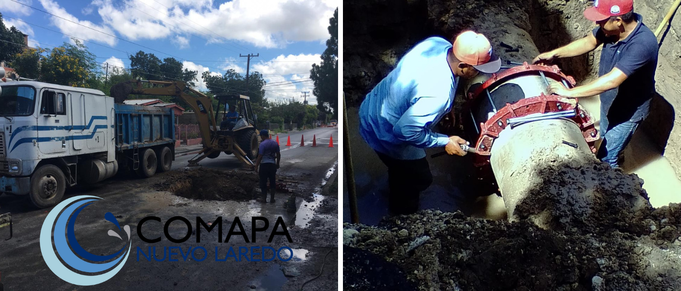 Repara COMAPA fuga de agua en línea de 20 pulgadas sin afectar el ...
